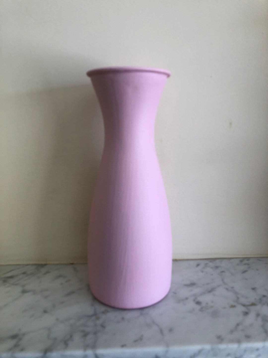 Pastel Pink Vase , Textured Painted Glass Vase , 25cm Vase , Pink Home ...