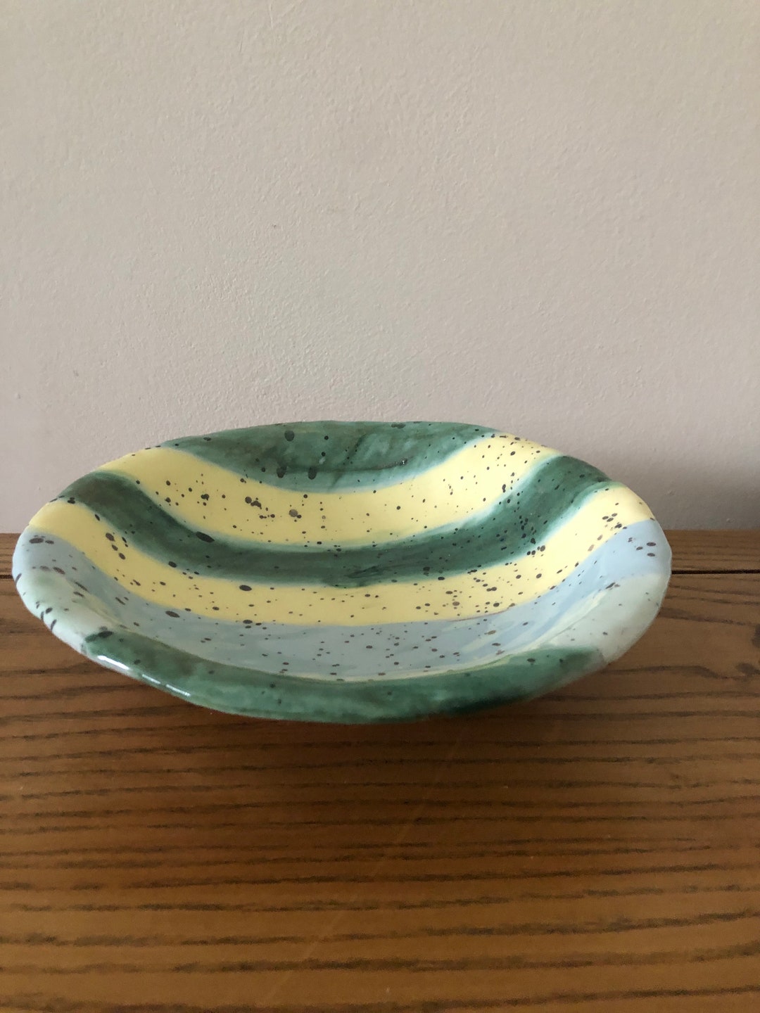 Green and Yellow Bowel Earthenware Bowl, Handmade Pottery Bowel, - Etsy