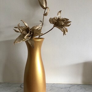 Gold Vase, Hand Painted Glass Vase, Textured Painted , Gold Table Decor ...
