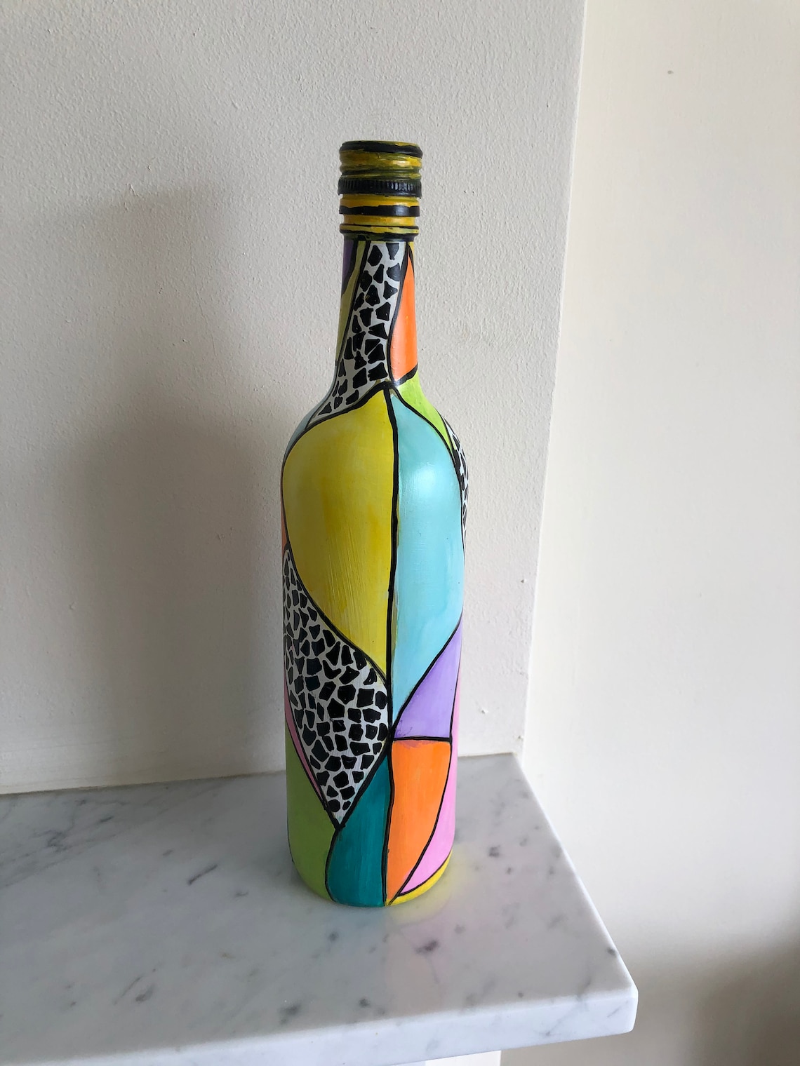 Abstract Art Painted Bottle - Etsy