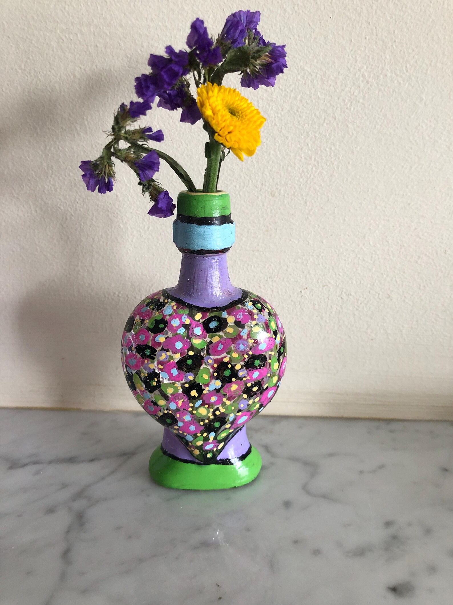 Hand Painted Glass Heart Vase: - Etsy