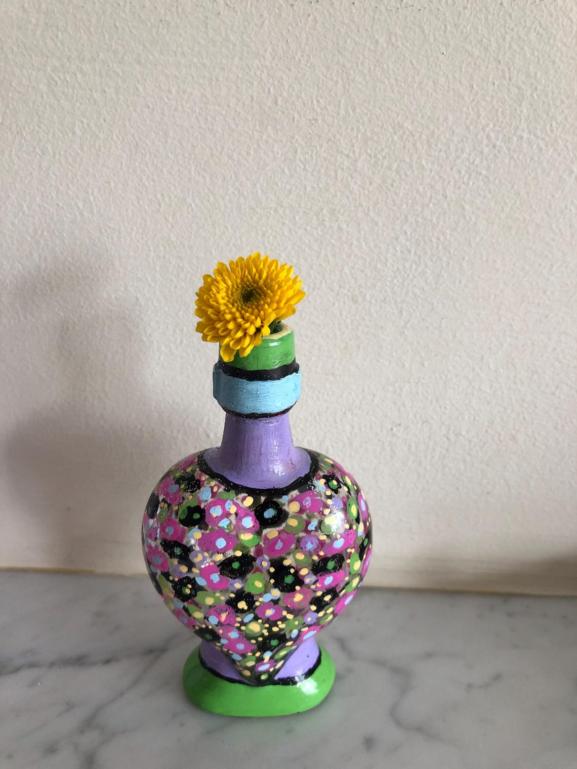 Hand Painted Glass Heart Vase: - Etsy