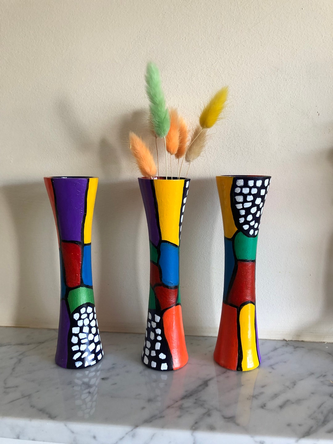 Colourful Vase Quirky Art Vase Abstract Vase Hand Painted - Etsy