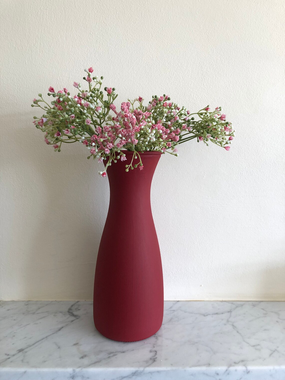 Burgundy Red Matt Textured Vase Tall Vase 25cm Valentine - Etsy