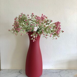 Burgundy Red Matt Textured Vase Tall Vase 25cm, Valentine Decor ...