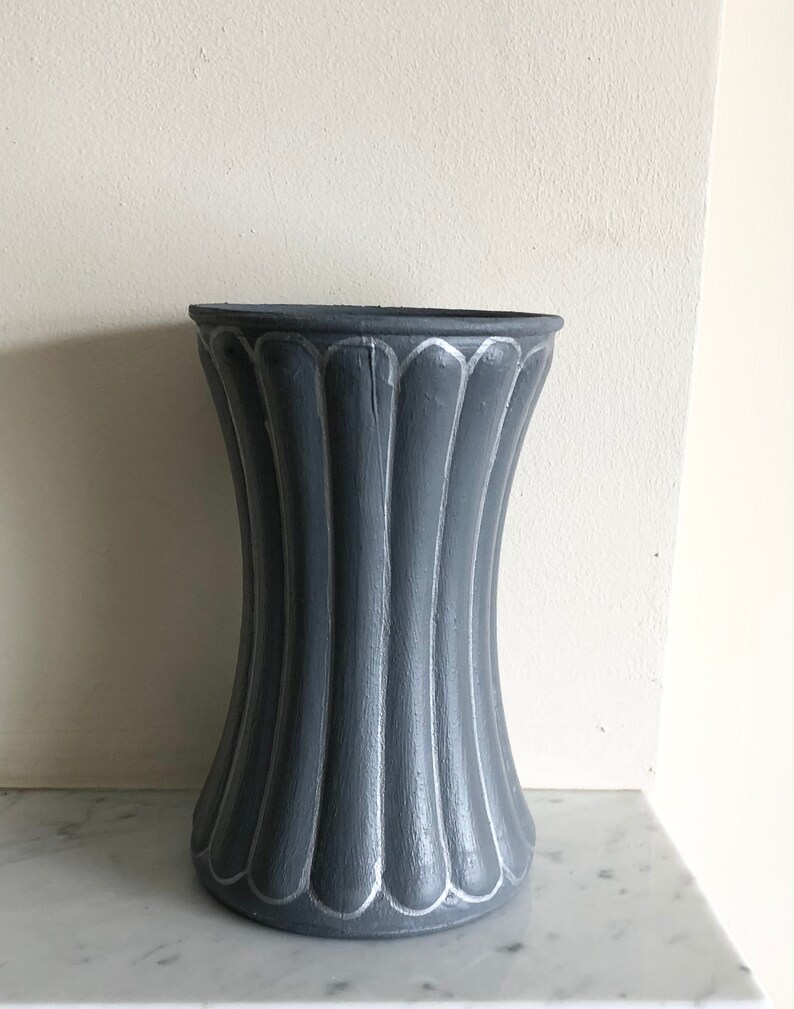 Textured Hand Painted Grey & Silver Vase - Etsy