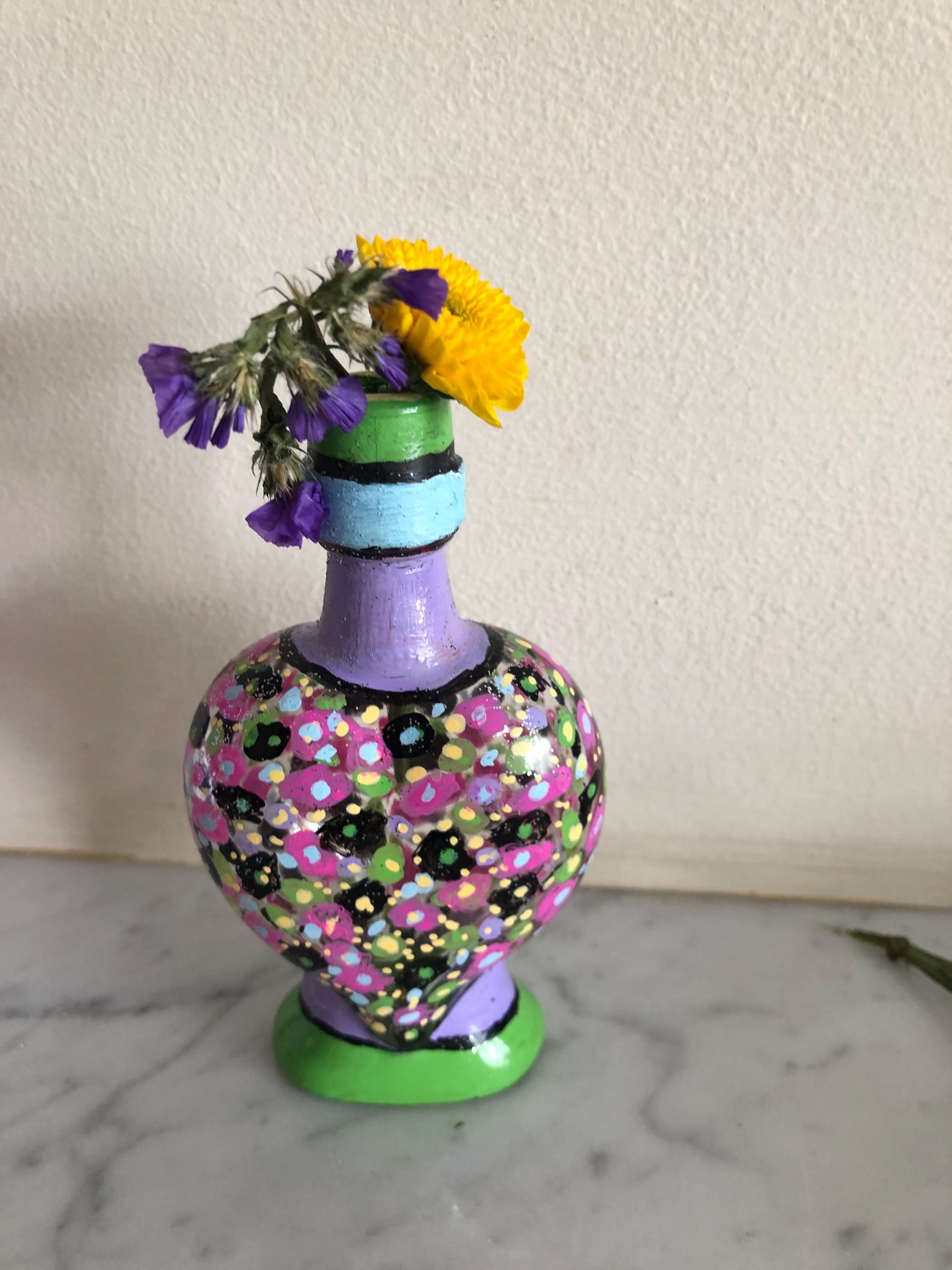 Hand Painted Glass Heart Vase: - Etsy