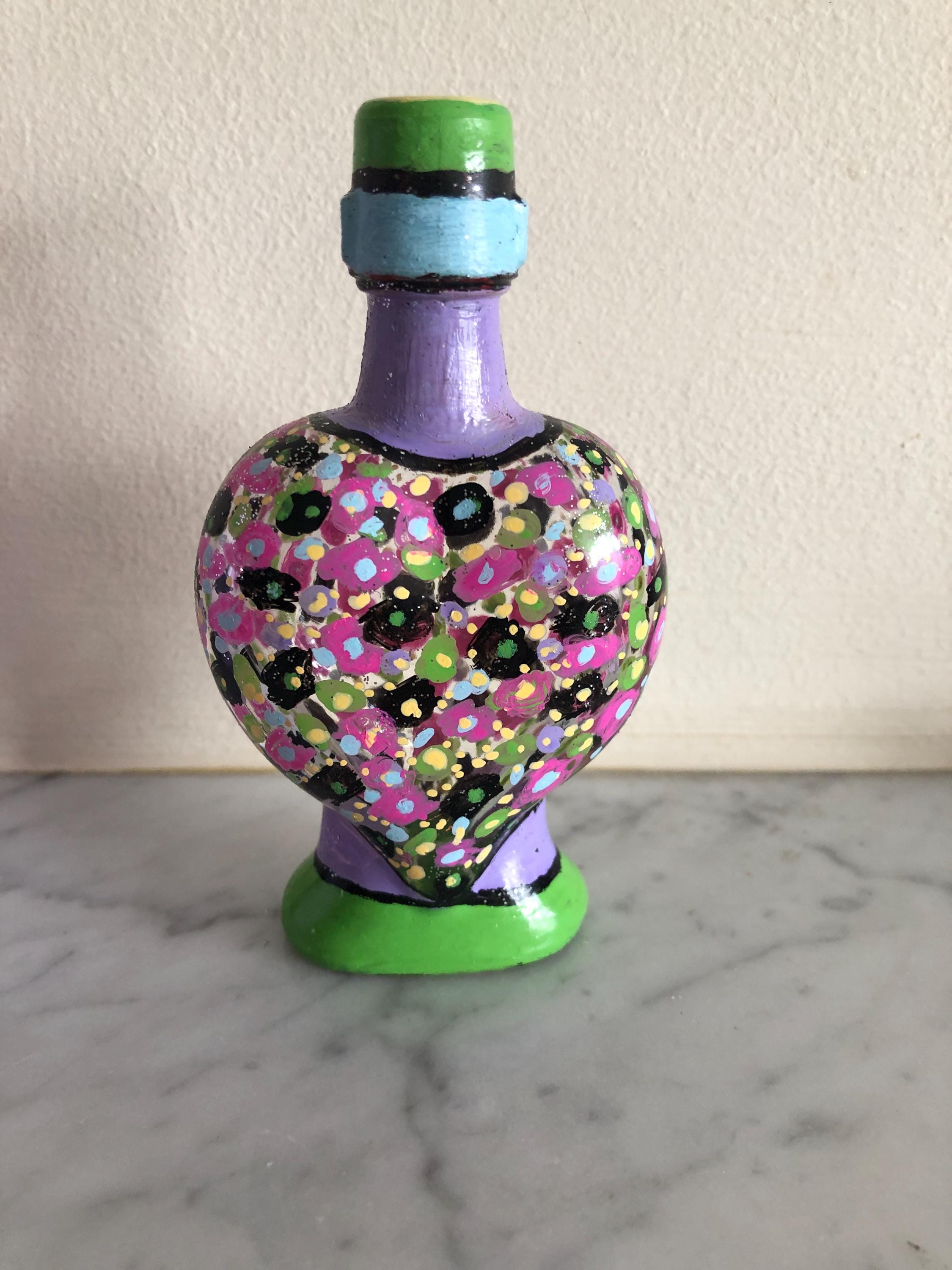 Hand Painted Glass Heart Vase: - Etsy