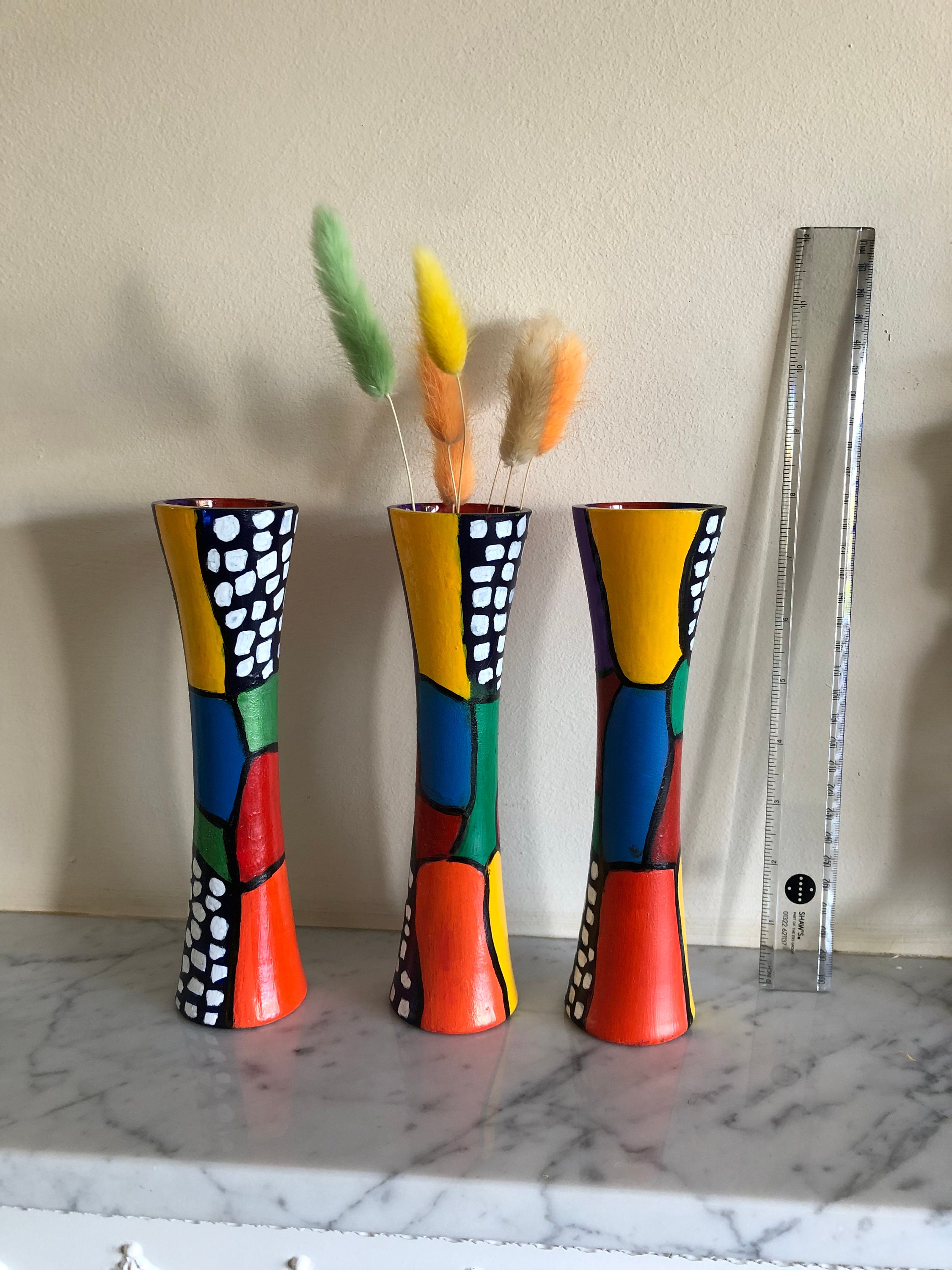 Colourful Vase Quirky Art Vase Abstract Vase Hand Painted - Etsy