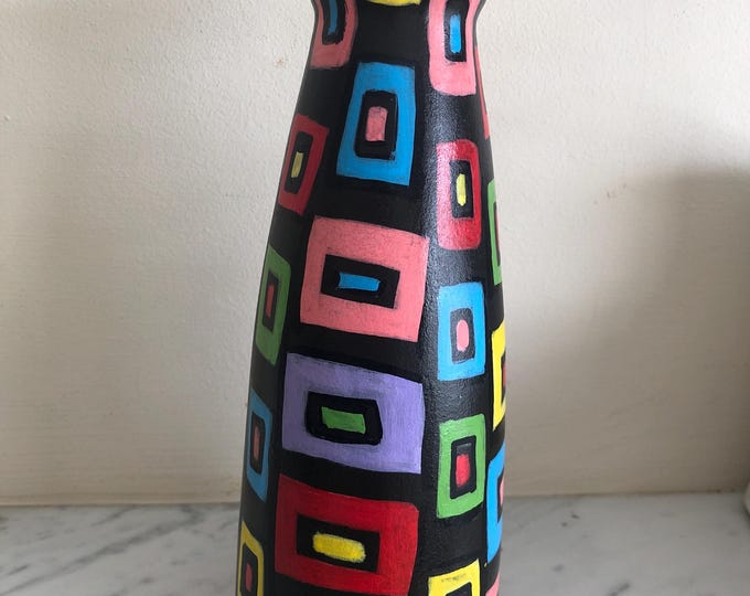 Abastract Art Vase , Colourful Retro Art Vase, Hand Painted , Mid ...