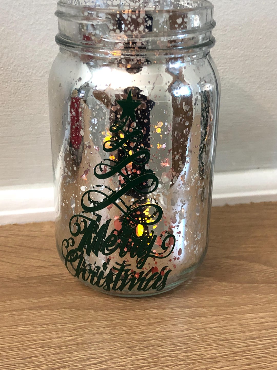 Christmas Light up Jar, Tea Light Holder, Mason Jar , Christmas Decor ...