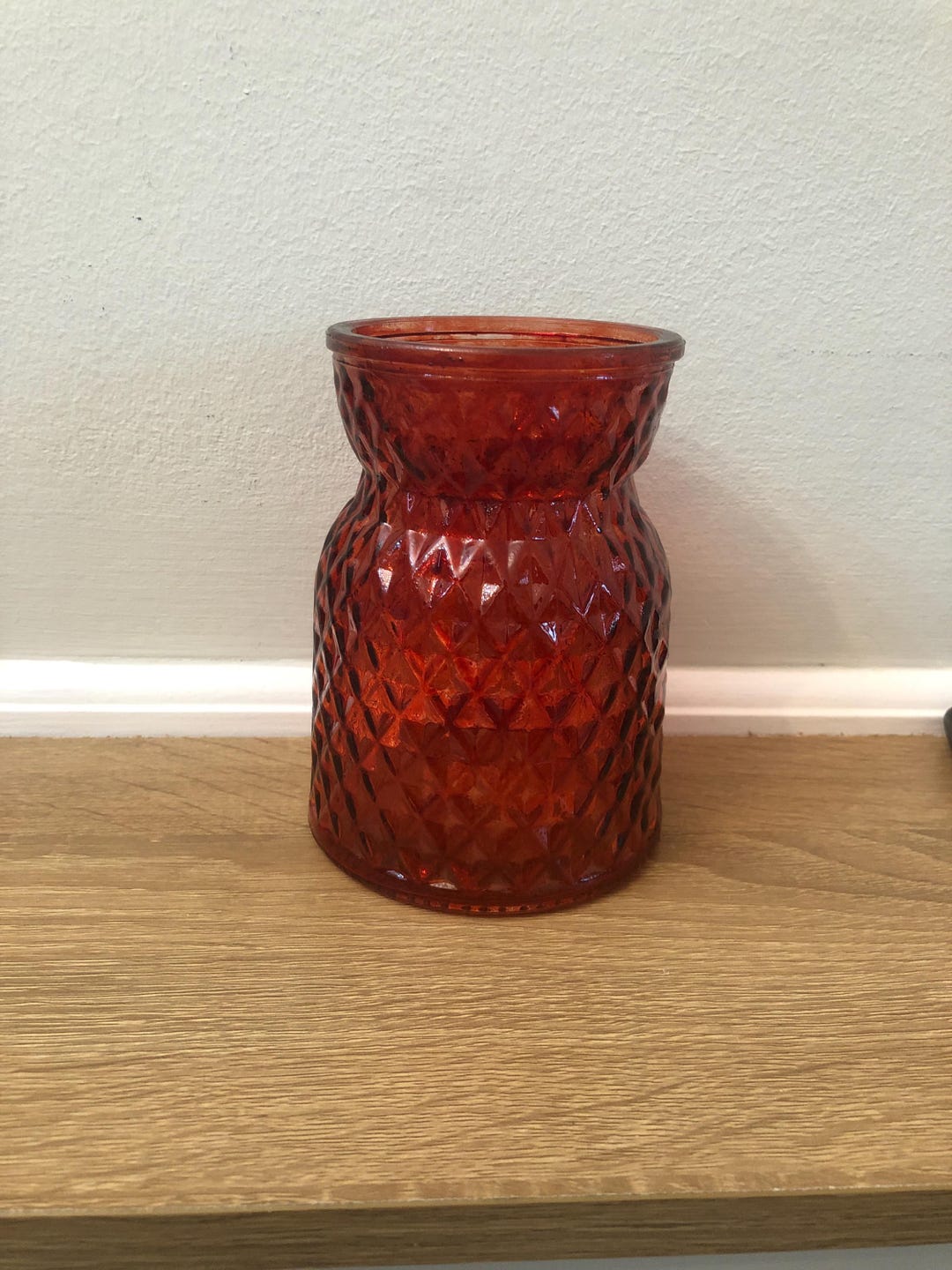 Red Textured Glass Vase: - Etsy