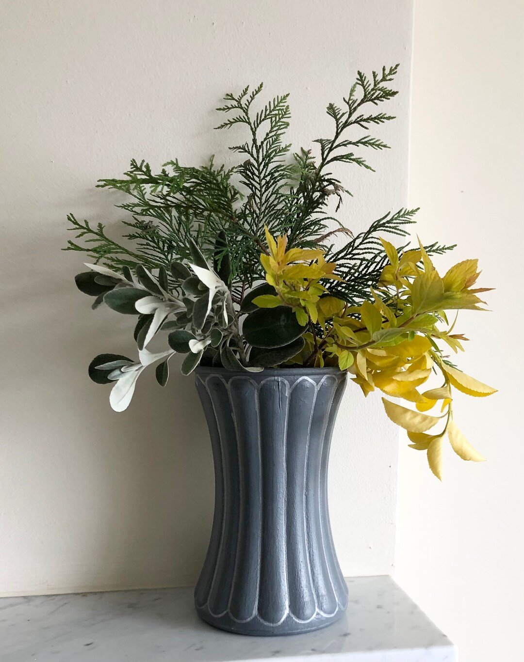 Textured Hand Painted Grey & Silver Vase - Etsy