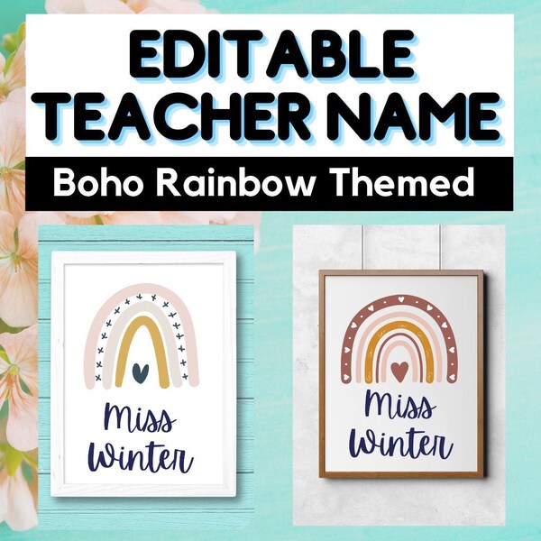 Rainbow Teacher Sign - Etsy