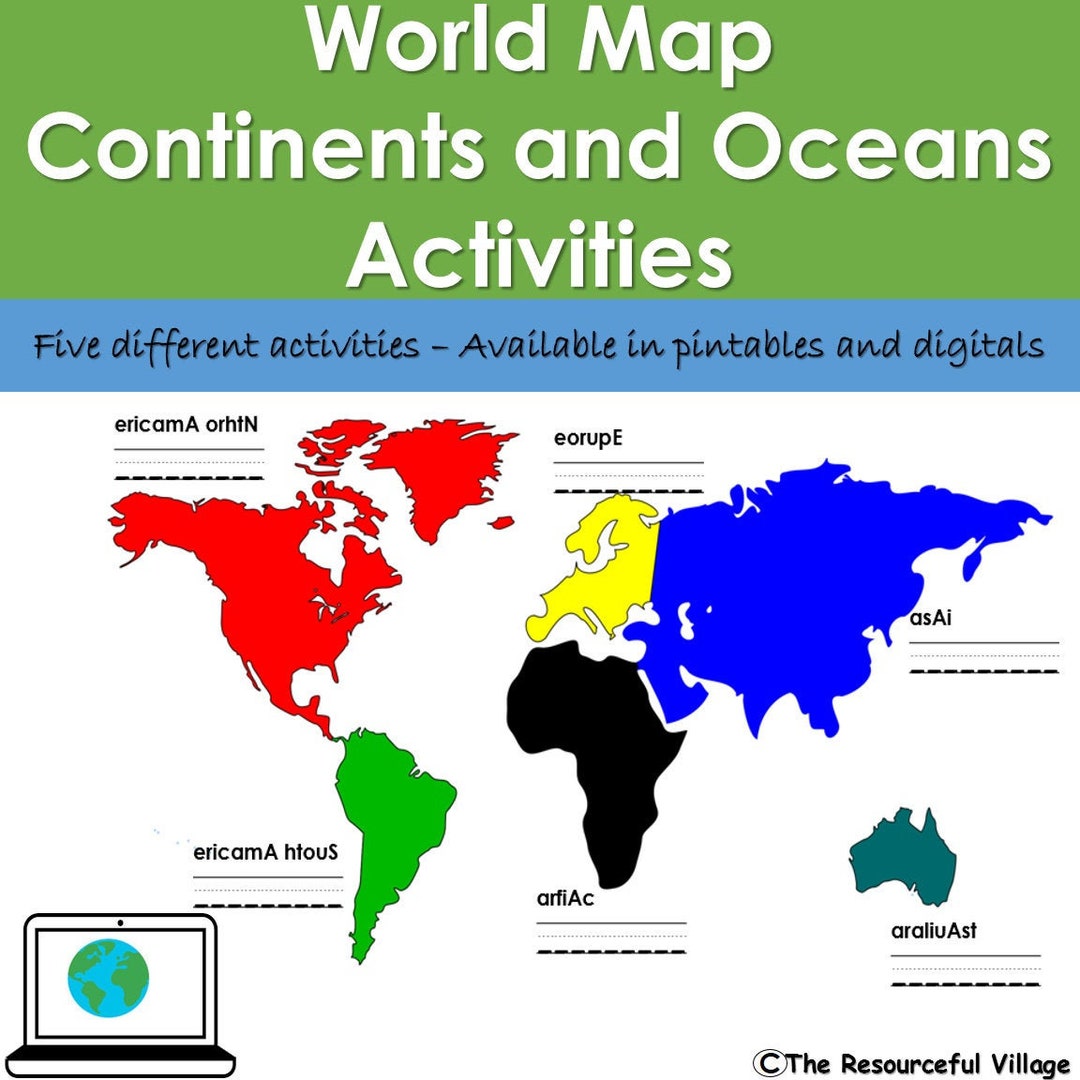 World Map Continents and Oceans Activities - Etsy
