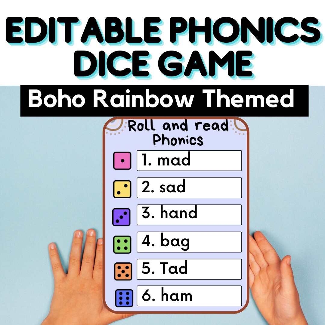 EDITABLE Phonics Dice Game Phonics Games Phonics Awareness - Etsy