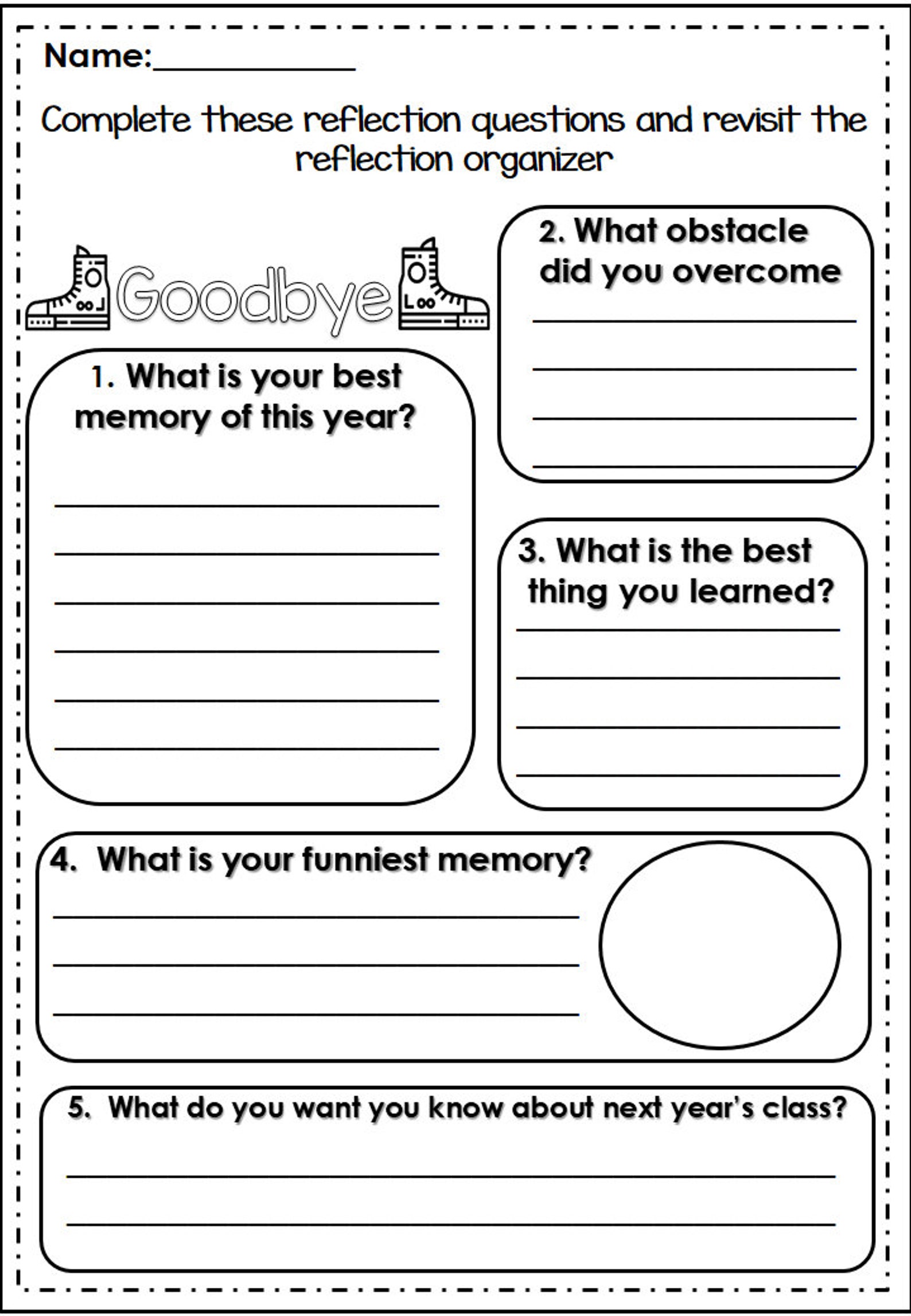 EDITABLE End of Year Reflection Activities Summer Activities Graduation ...