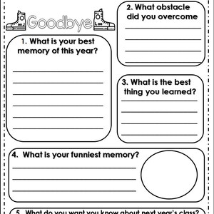 EDITABLE End of Year Reflection Activities Summer Activities Graduation ...