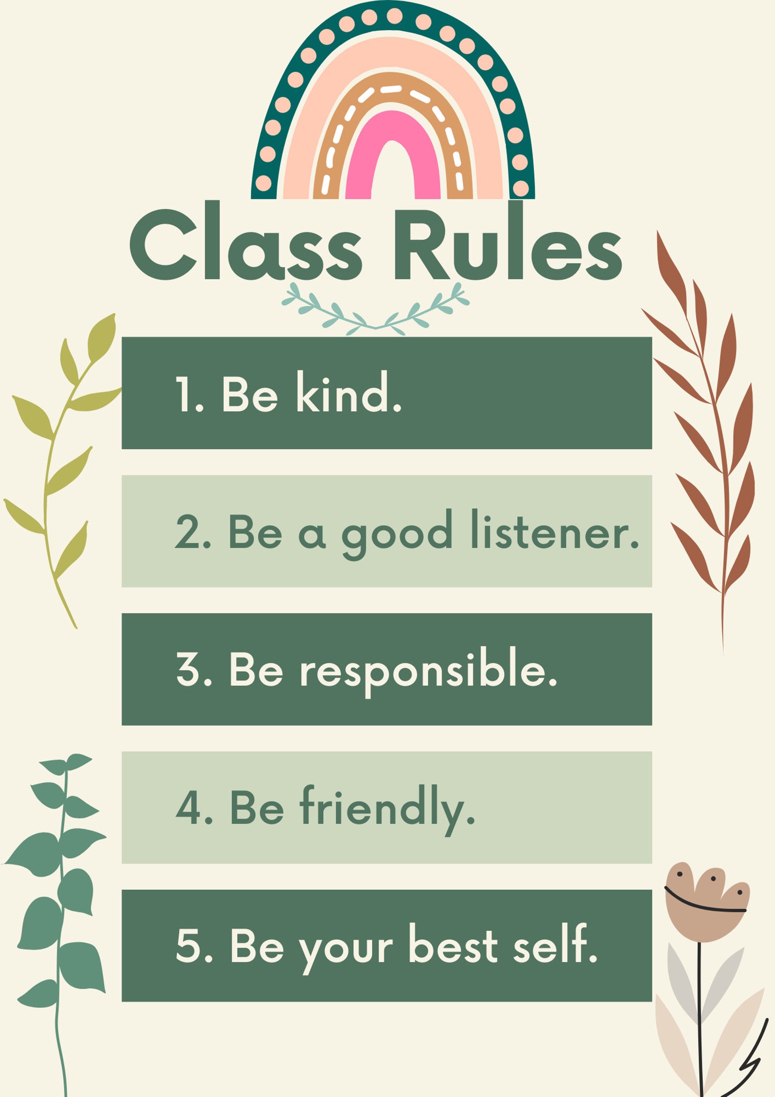 Class Rules Classroom Rules Kindergarten Class Rules - Etsy Singapore