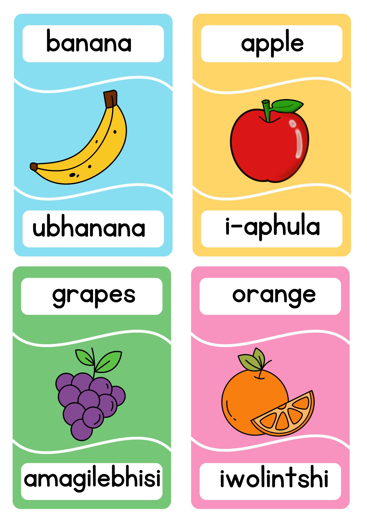 Isizulu Flashcards Zulu Flashcards Fruits Flashcards - Etsy Ireland