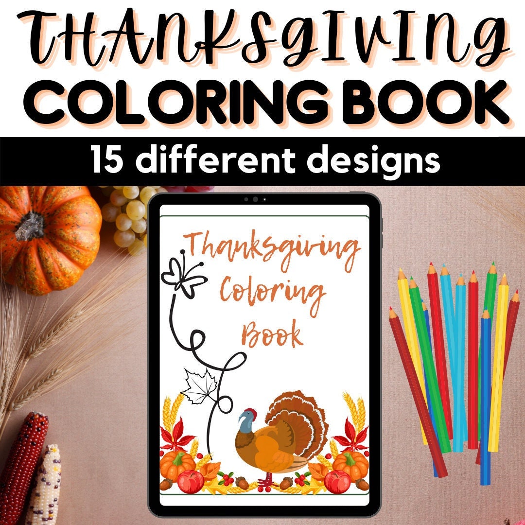 Thanksgiving Coloring Book Fall Coloring Pages Halloween - Etsy