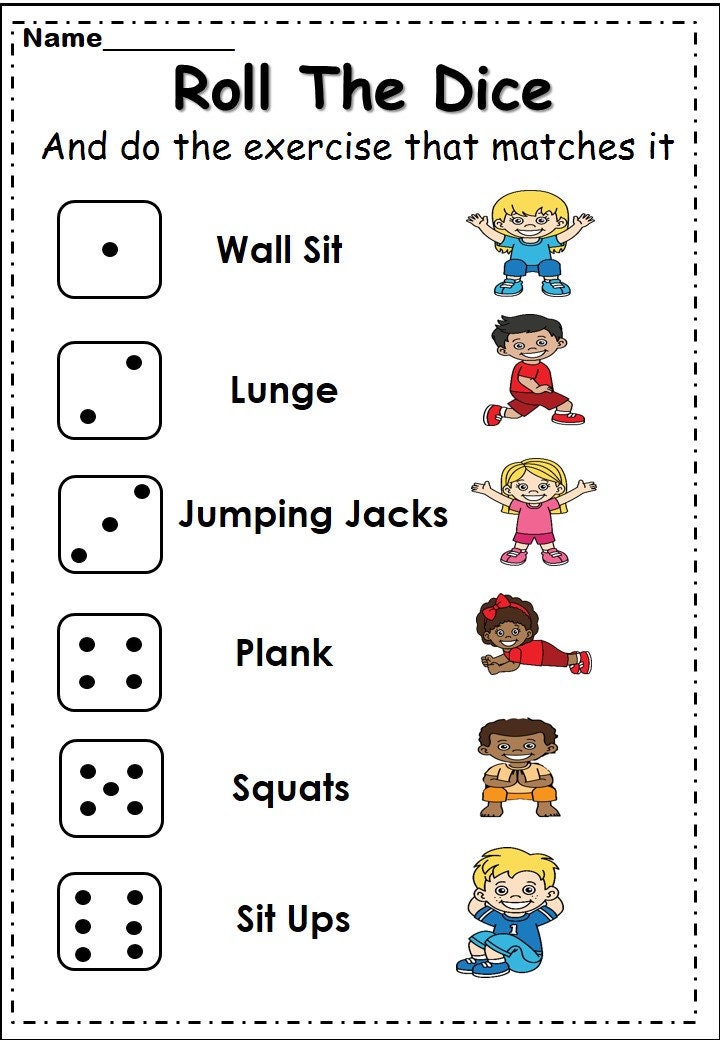 Roll The Dice Exercise Fitness Game Physical Education PE | Etsy