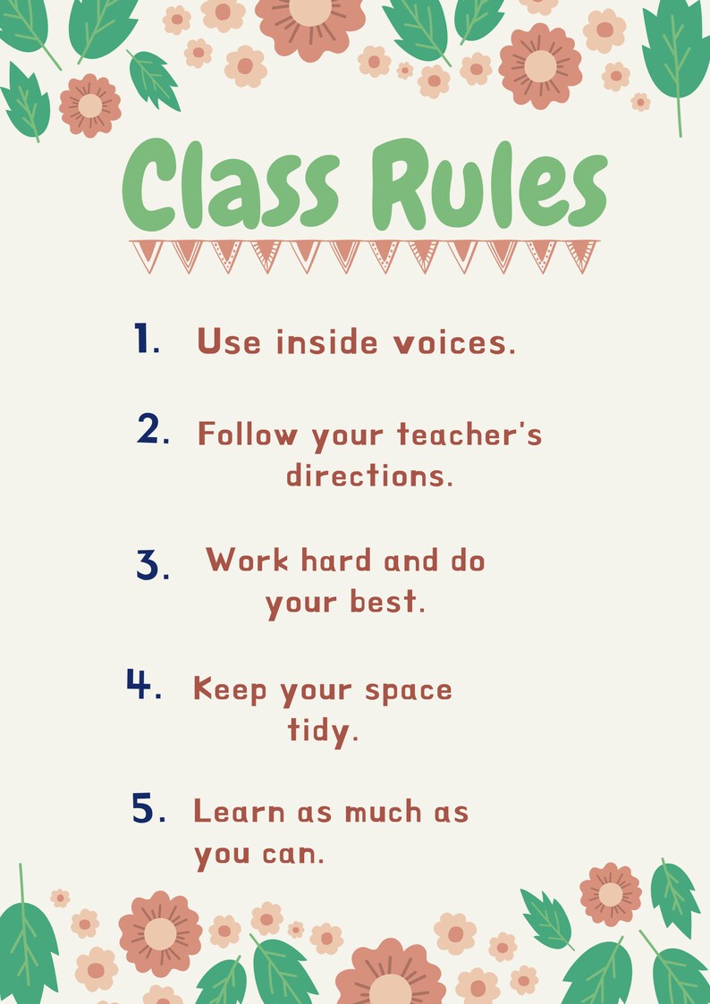Class Rules Classroom Rules Boho Rainbow Rules - Etsy Ireland