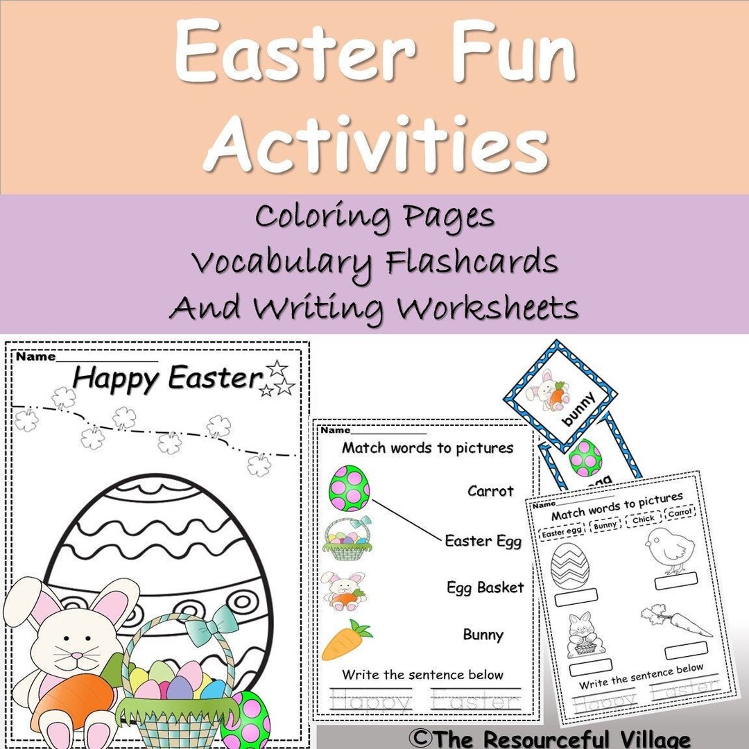 Easter Fun Activities Flashcards and Worksheets - Etsy