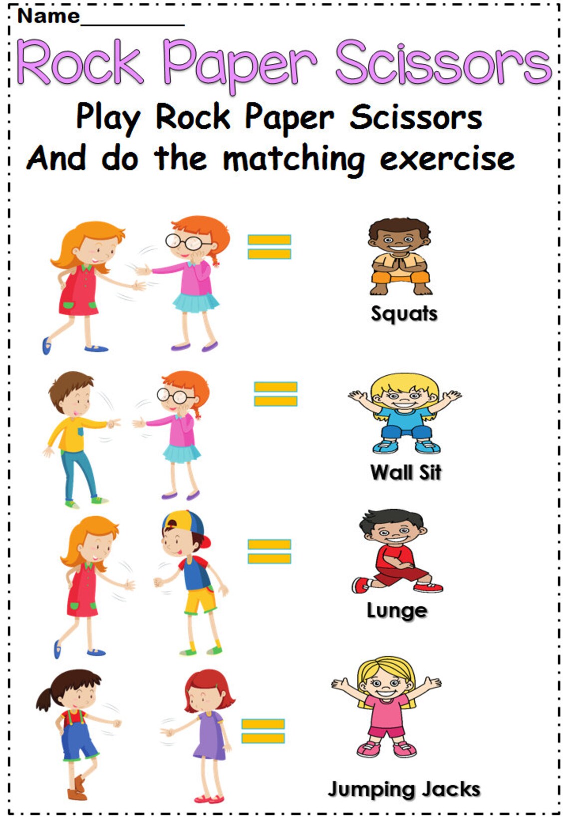 Rock Paper Scissors Fitness Games RPS PE Brain Break | Etsy