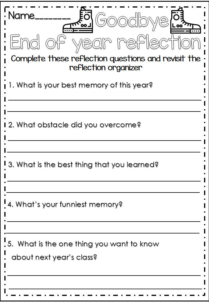 EDITABLE End of Year Reflection Activities Summer Activities Graduation ...