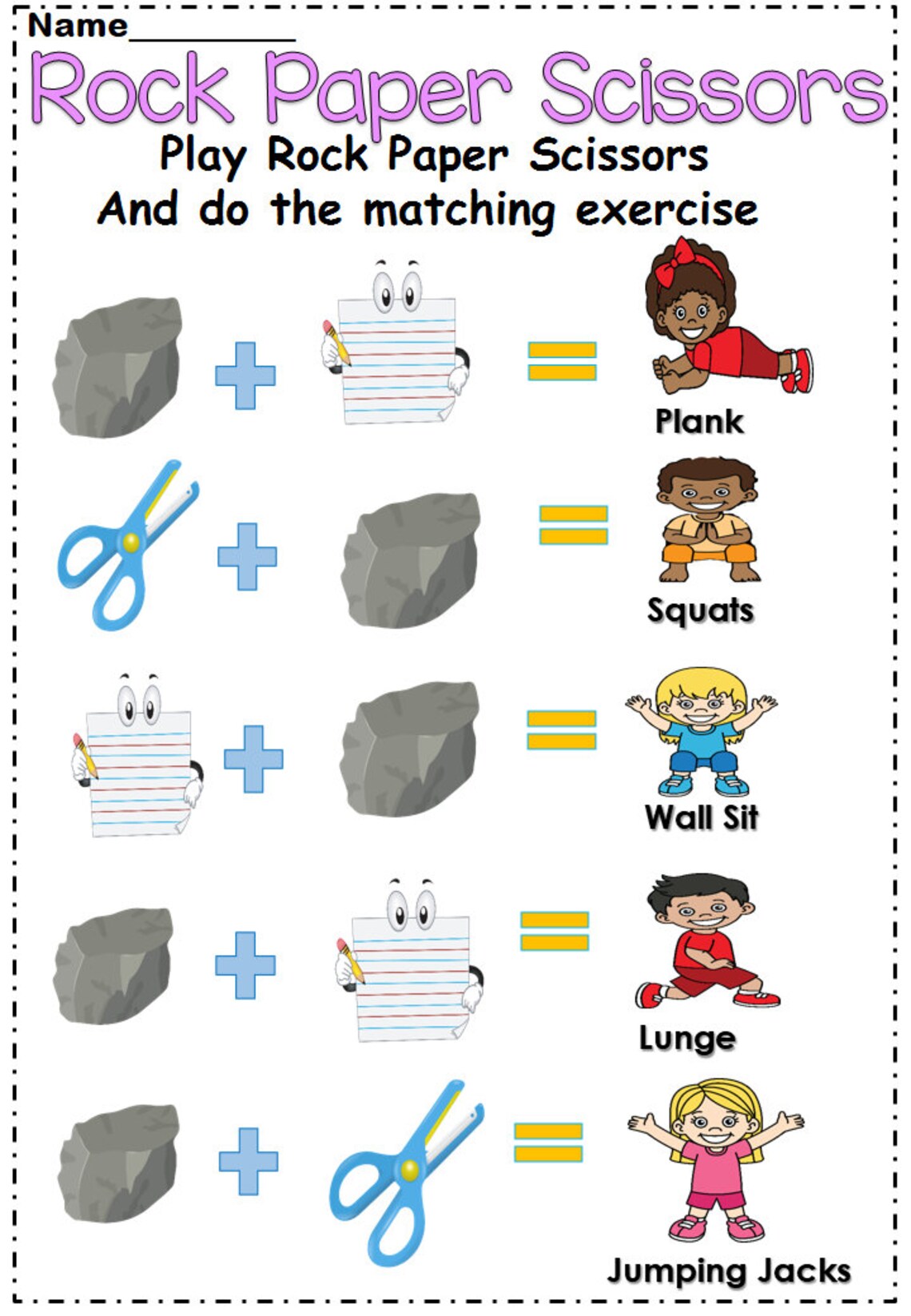 Rock Paper Scissors Fitness Games RPS PE Brain Break | Etsy