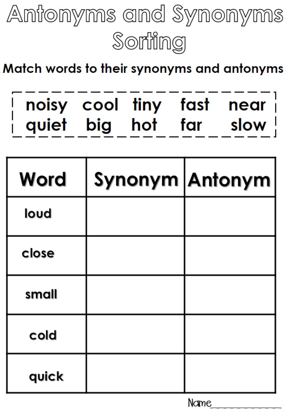 Synonyms and Antonyms Activities Worksheets Grammar - Etsy UK