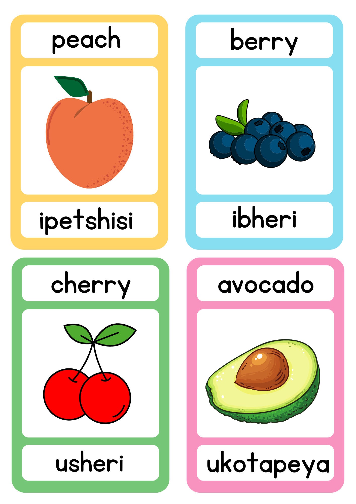 Isizulu Flashcards Zulu Flashcards Fruits Flashcards - Etsy Ireland