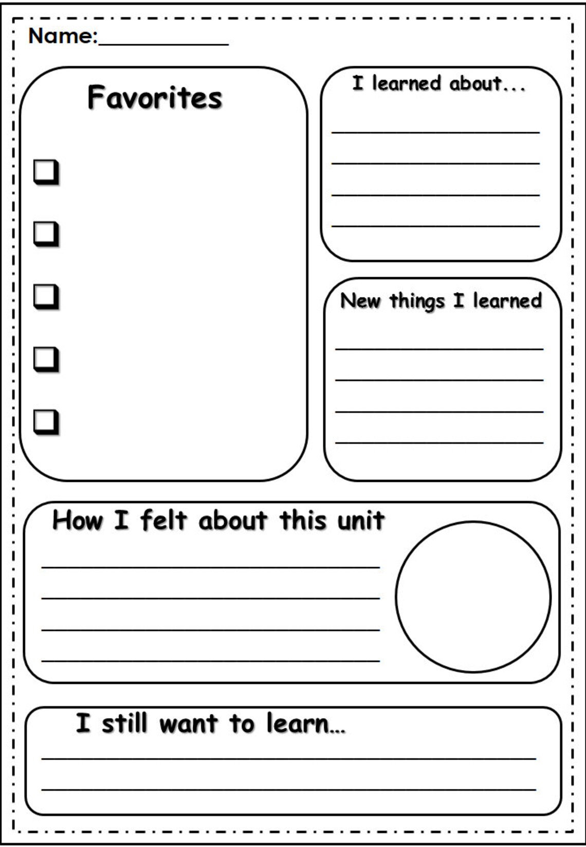 Editable End of Unit Reflection End of Project Reflection - Etsy