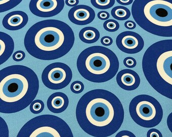 Evil Eye Fabric Evil Eye by Thirdhalfstudios Mystical Magical Blue ...