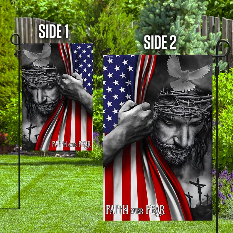 Faith Over Fear God Jesus American Flag - Etsy