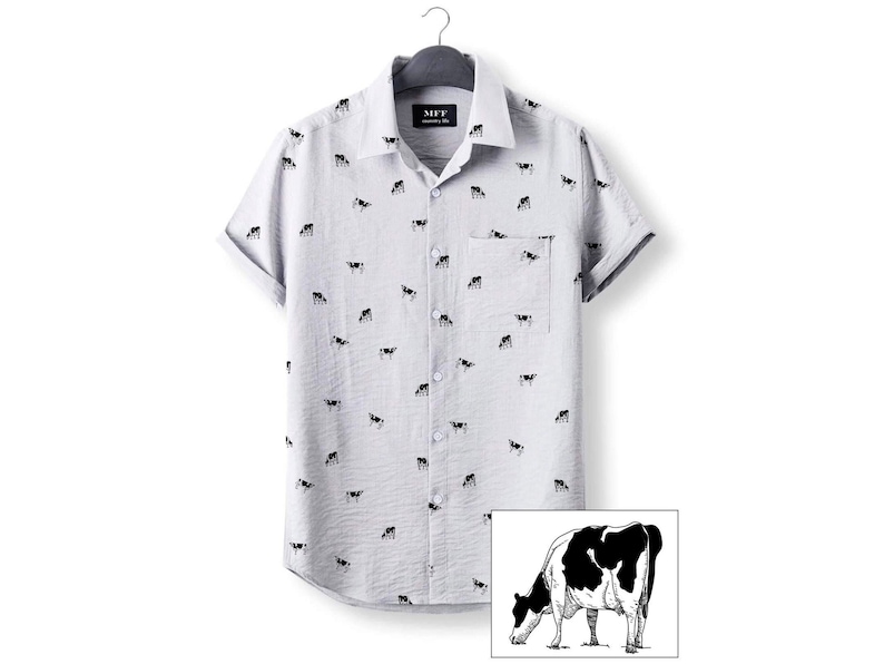 Dairy Cow Icon Pattern Button Down Shirts for Farmers - Etsy