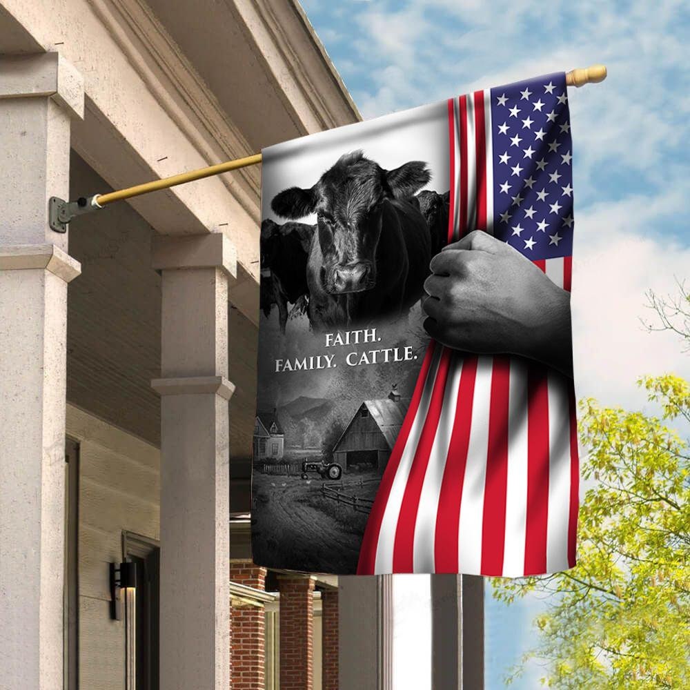 Faith Family Cattle - Flag for 4th of July - Independence Day United ...