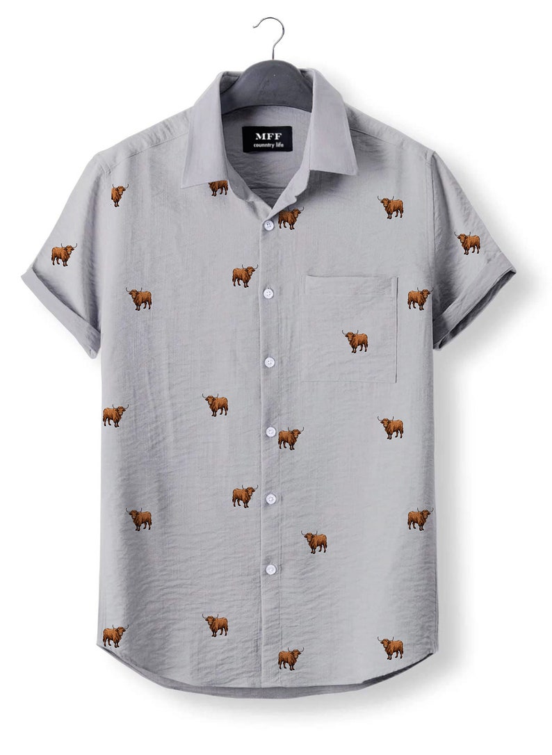 Highland Cattle Icon Pattern Button Down Shirts for Farmers - Etsy