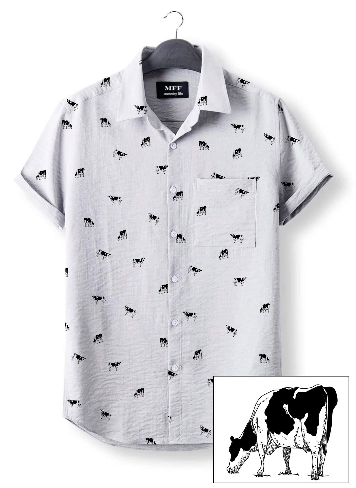 Dairy Cow Icon Pattern Button Down Shirts for Farmers - Etsy