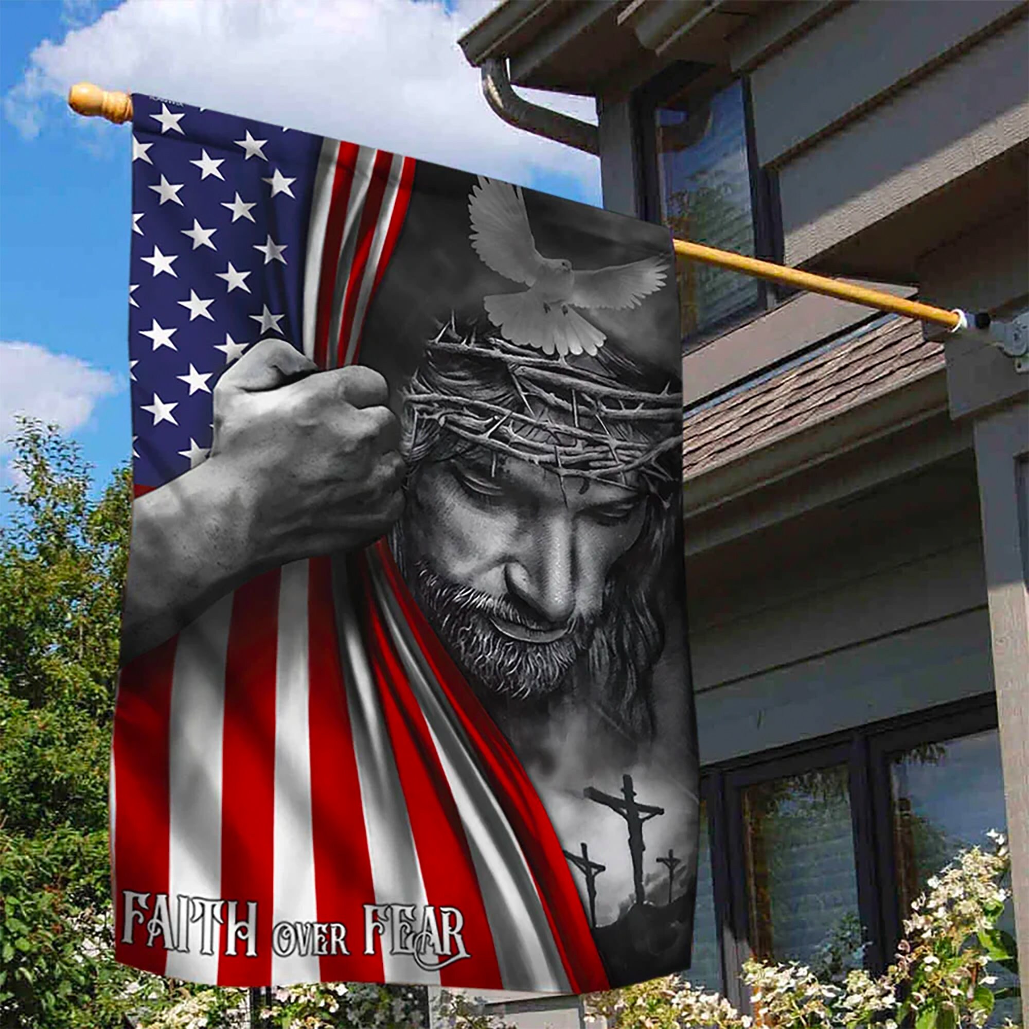 Faith Over Fear God Jesus American Flag - Etsy