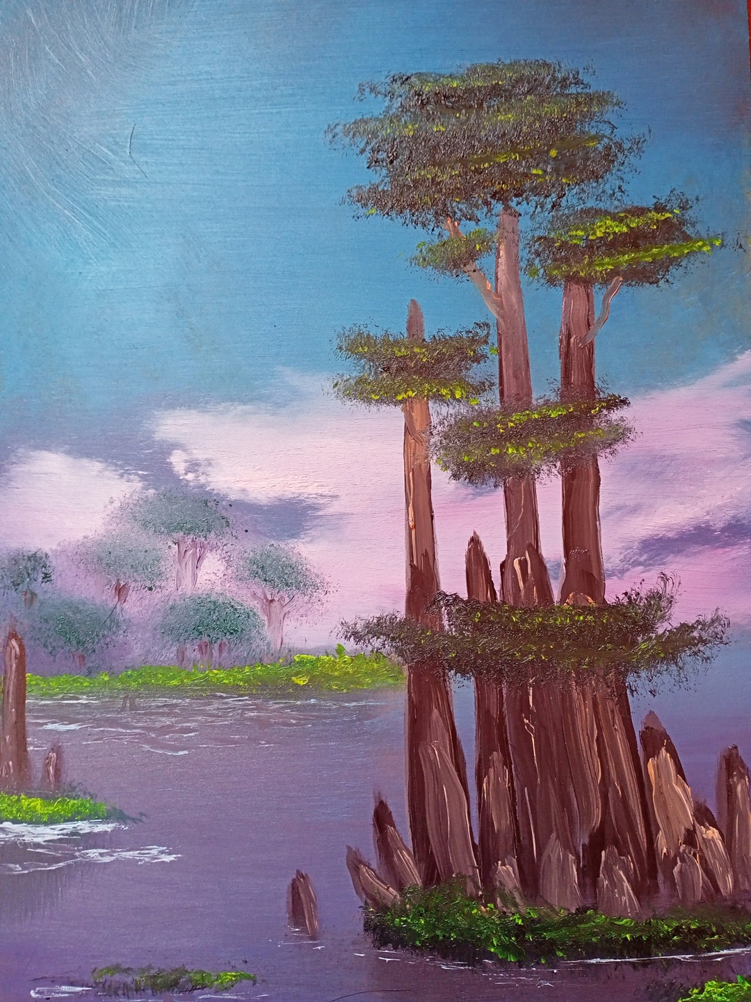 Enchanting Swamp Scene – Original Oil Painting – Mystical Marsh Wall ...