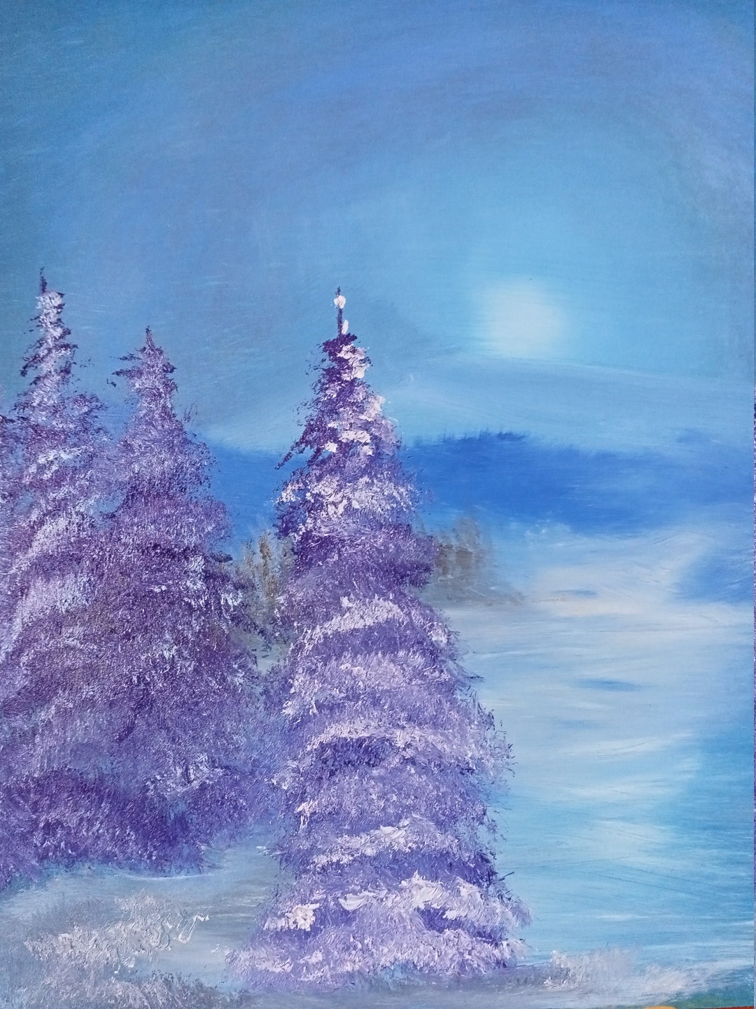 Winter Landscape Oil Painting on Canvas | Impasto Textured Snowy Fine ...