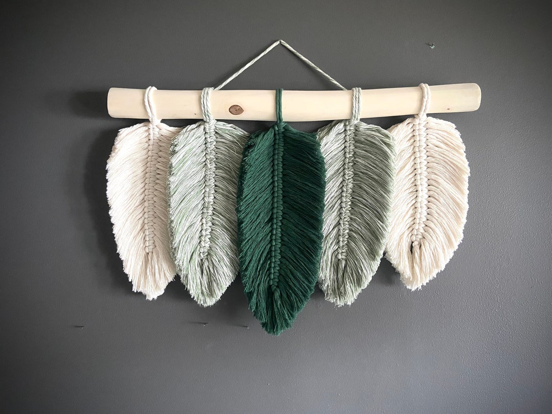 Boho Wall Decoration Macrame Feathers Leaves - Etsy
