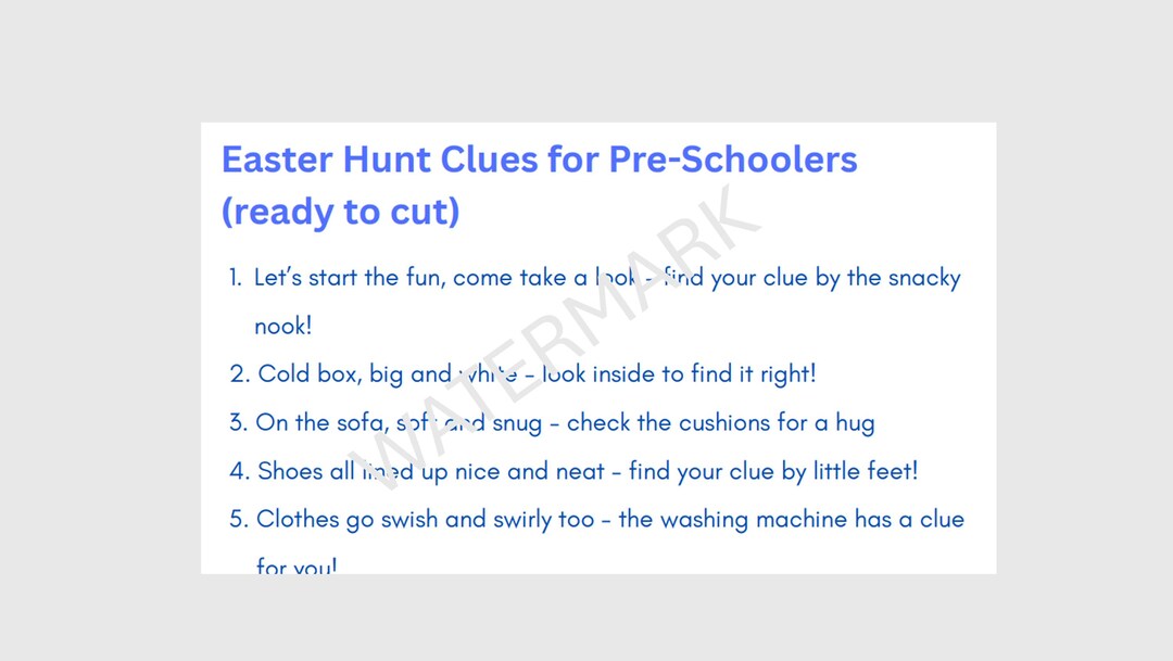 Toddler Easter Egg Hunt Clues (10 Rhyming Clues and Spares) - Instant ...