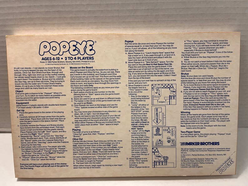 1983 Popeye the Sailor Man Board Game - Etsy