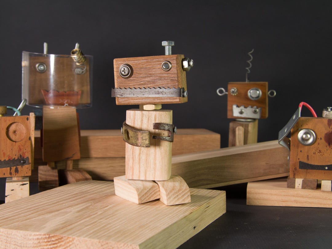 Handmade Wooden Robots, Made Out of Reclaimed Wood - Etsy