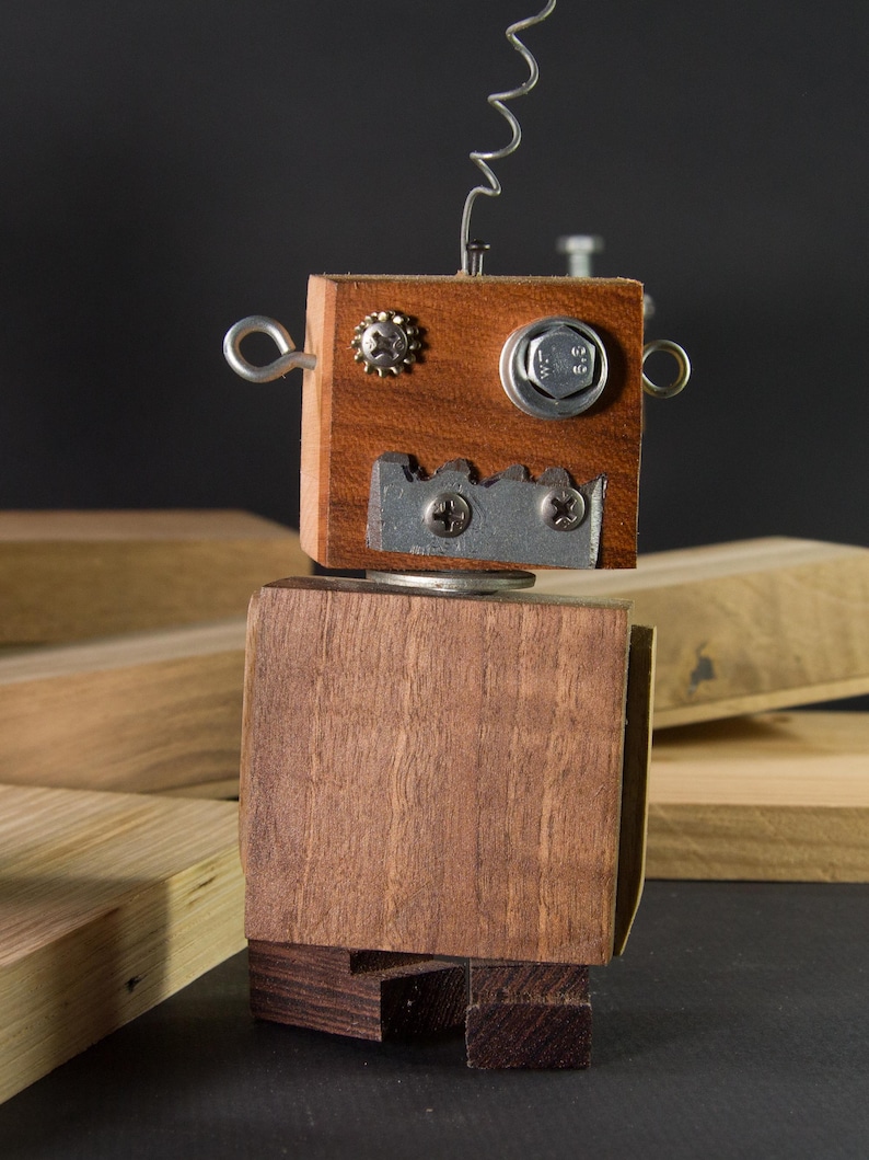 Handmade Wooden Robots, Made Out of Reclaimed Wood - Etsy