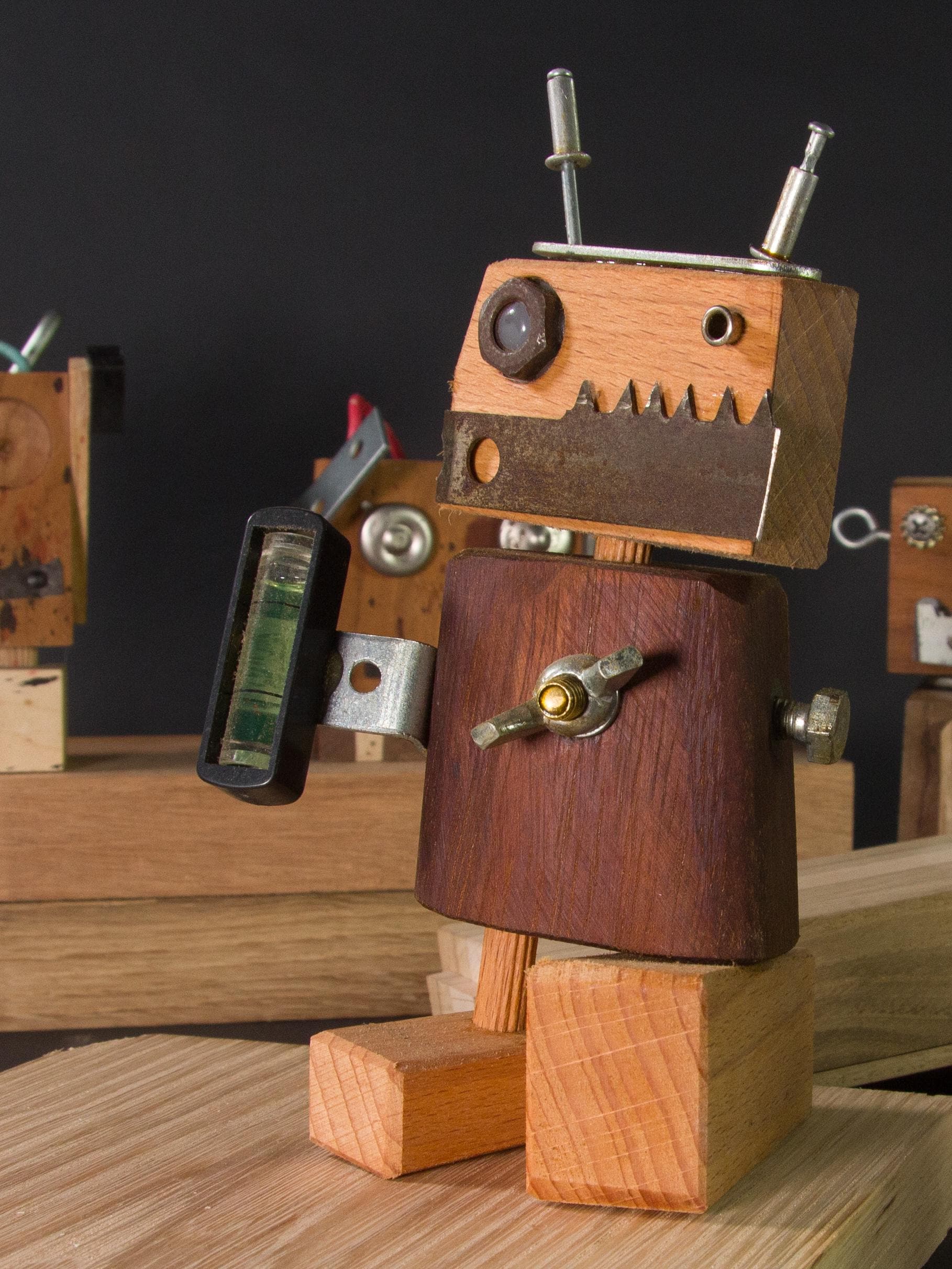 Handmade Wooden Robots, Made Out of Reclaimed Wood - Etsy
