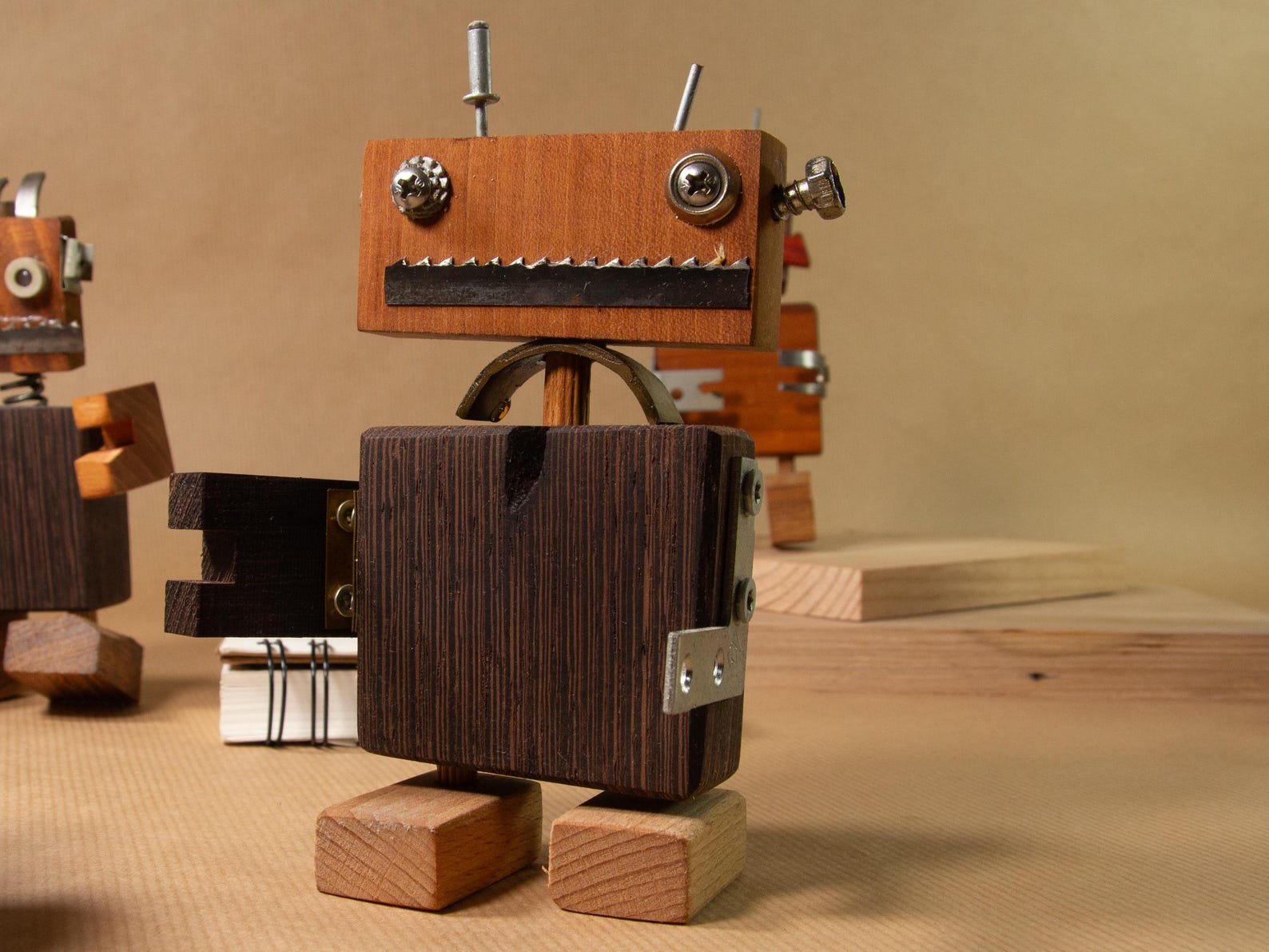 Handmade Wooden Robots, Made Out of Reclaimed Wood - Etsy